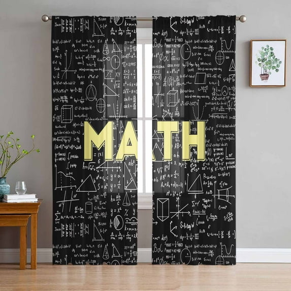 Mathematics Formulas Sheer Curtains 72 Inches Long 2 Panels Set, Window ...