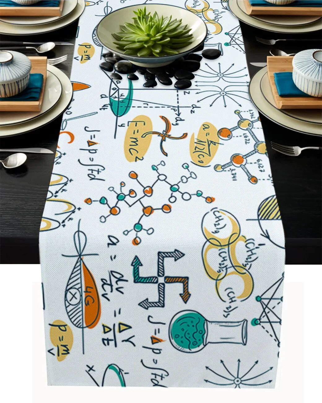 Mathematics Physics Formula Table Runner Modern Tablecloths Home ...