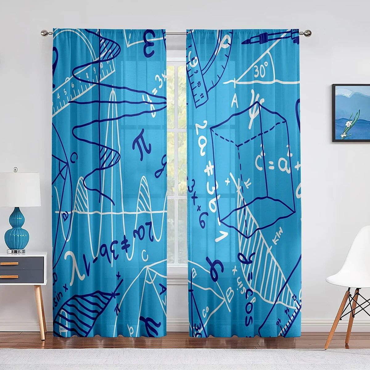 Mathematics Sheer Voile Curtain Formulas Shapes Theory Math Window ...