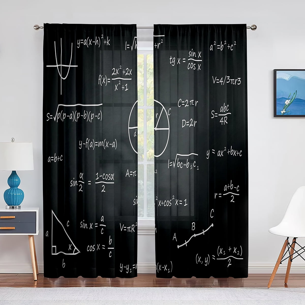 Mathematics Sheer Voile Curtain Formulas Shapes Theory Math Window ...