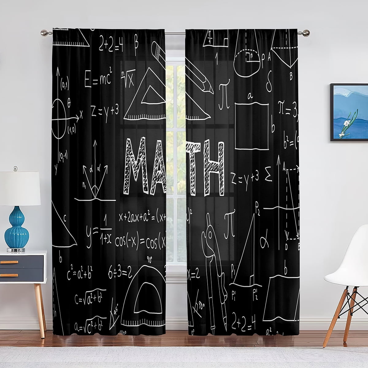 Mathematics Sheer Voile Curtain Formulas Shapes Theory Math Window ...