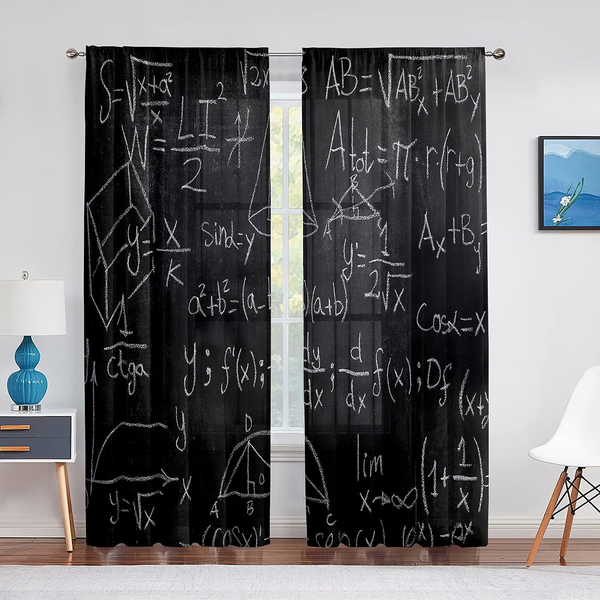 Mathematics Sheer Voile Curtain Formulas Shapes Theory Math Window ...