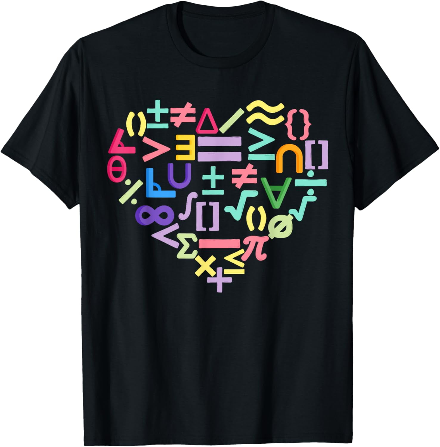 Mathematics Symbols Heart Fun Valentines Day Math Teacher T-Shirt ...