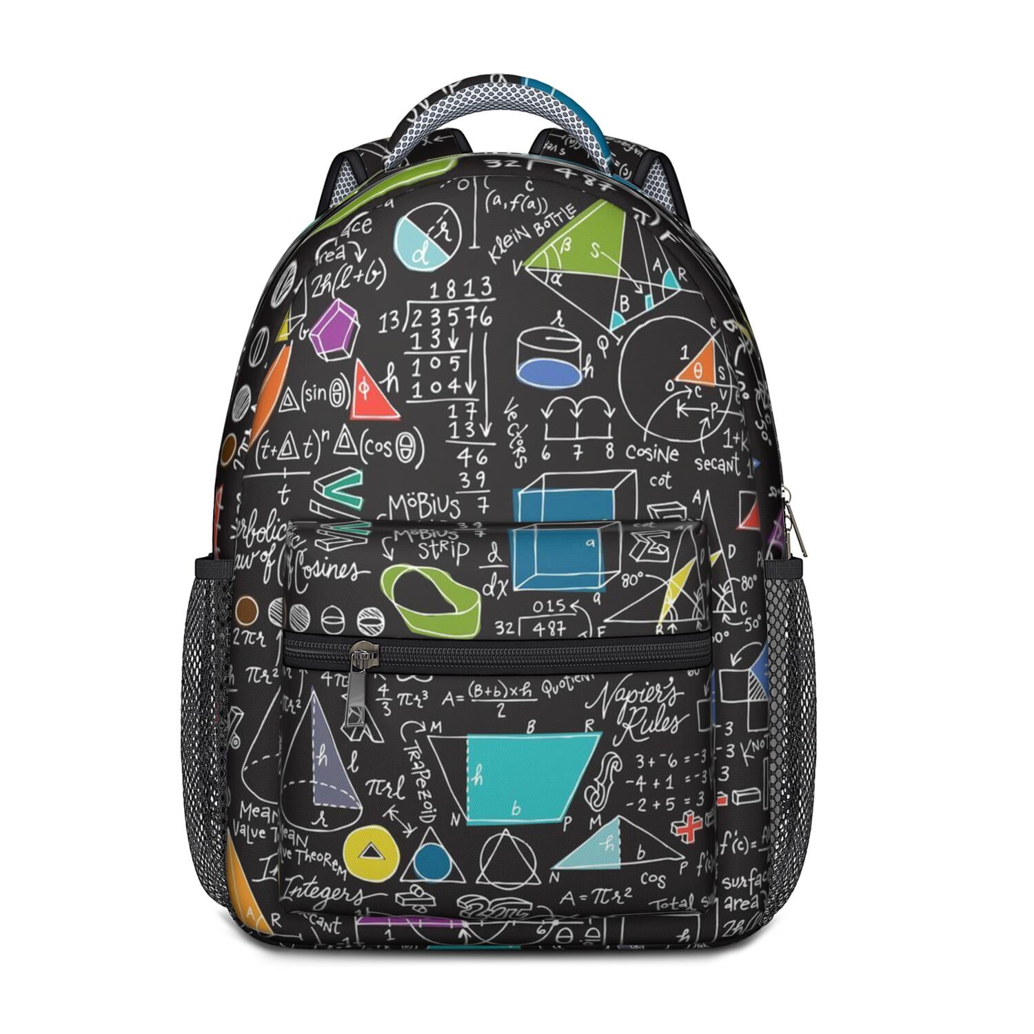 Mathematics Themed Waterproof Backpack - Geometric Design with Padded ...
