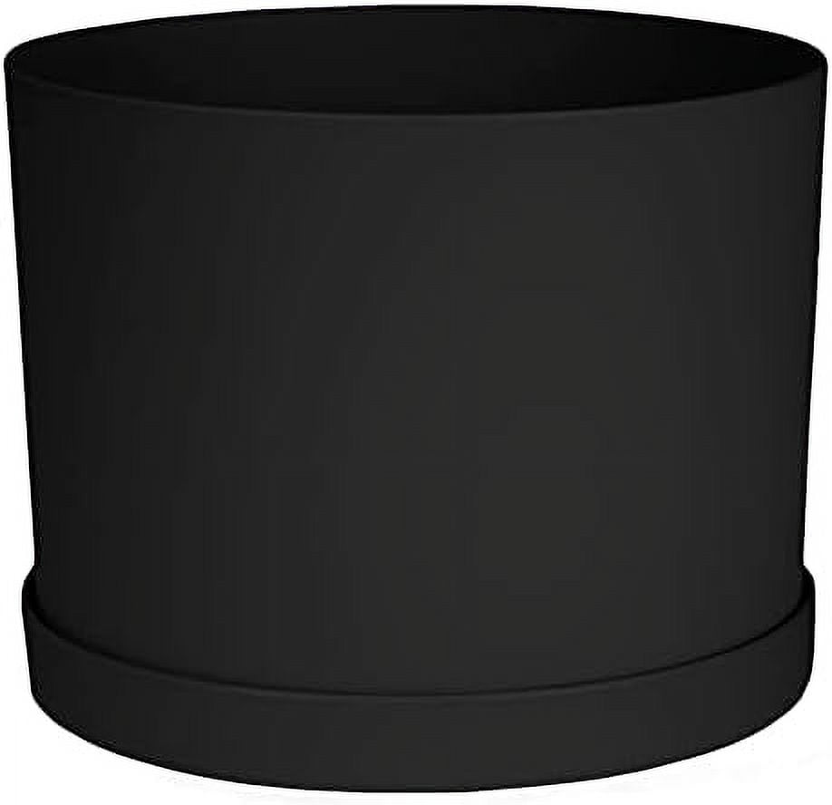 Mathers Round Planter With Saucer Tray: 6" - Black - Modern Design ...