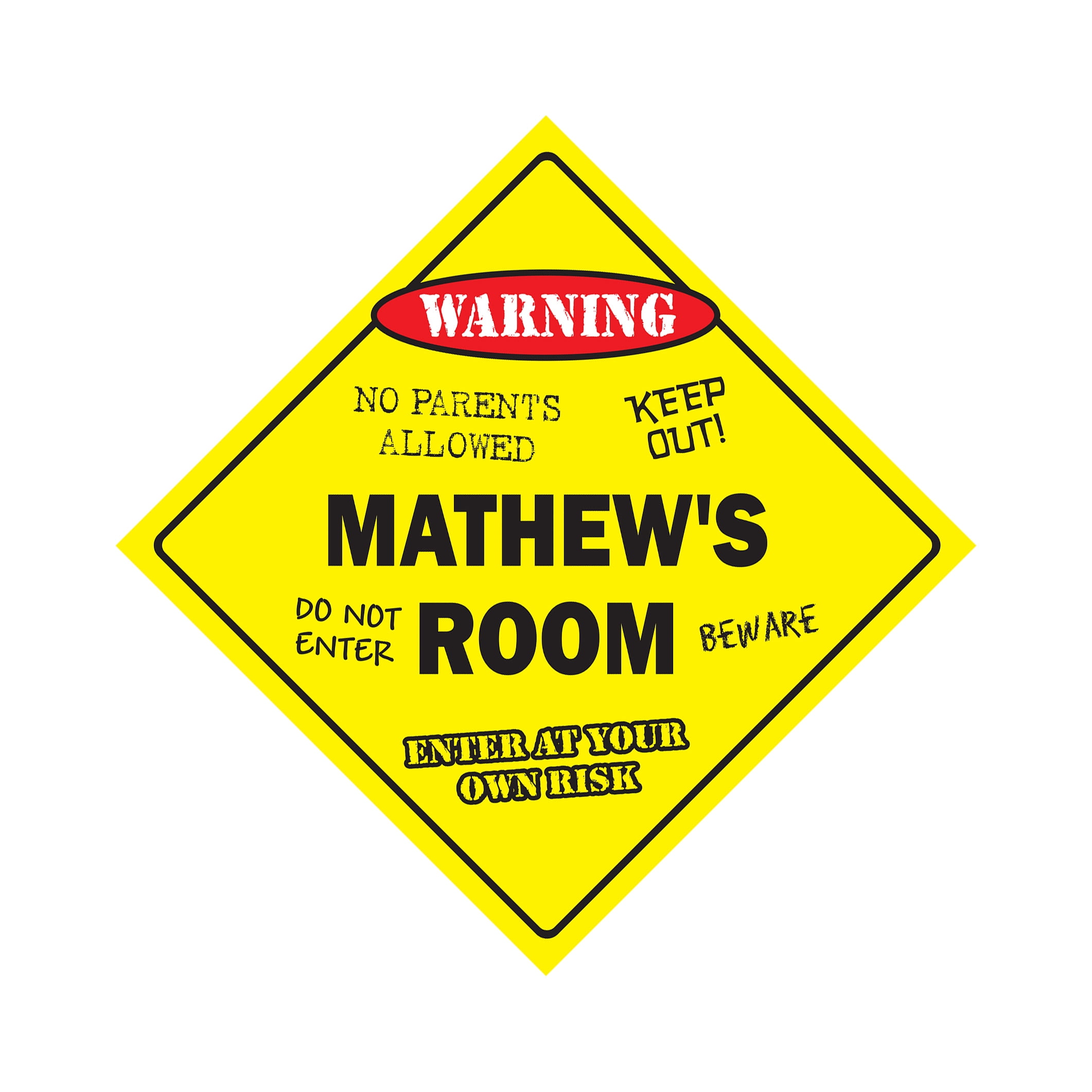 Mathew's Room Sign Crossing Zone Xing | Indoor/Outdoor | 12" Tall kids ...