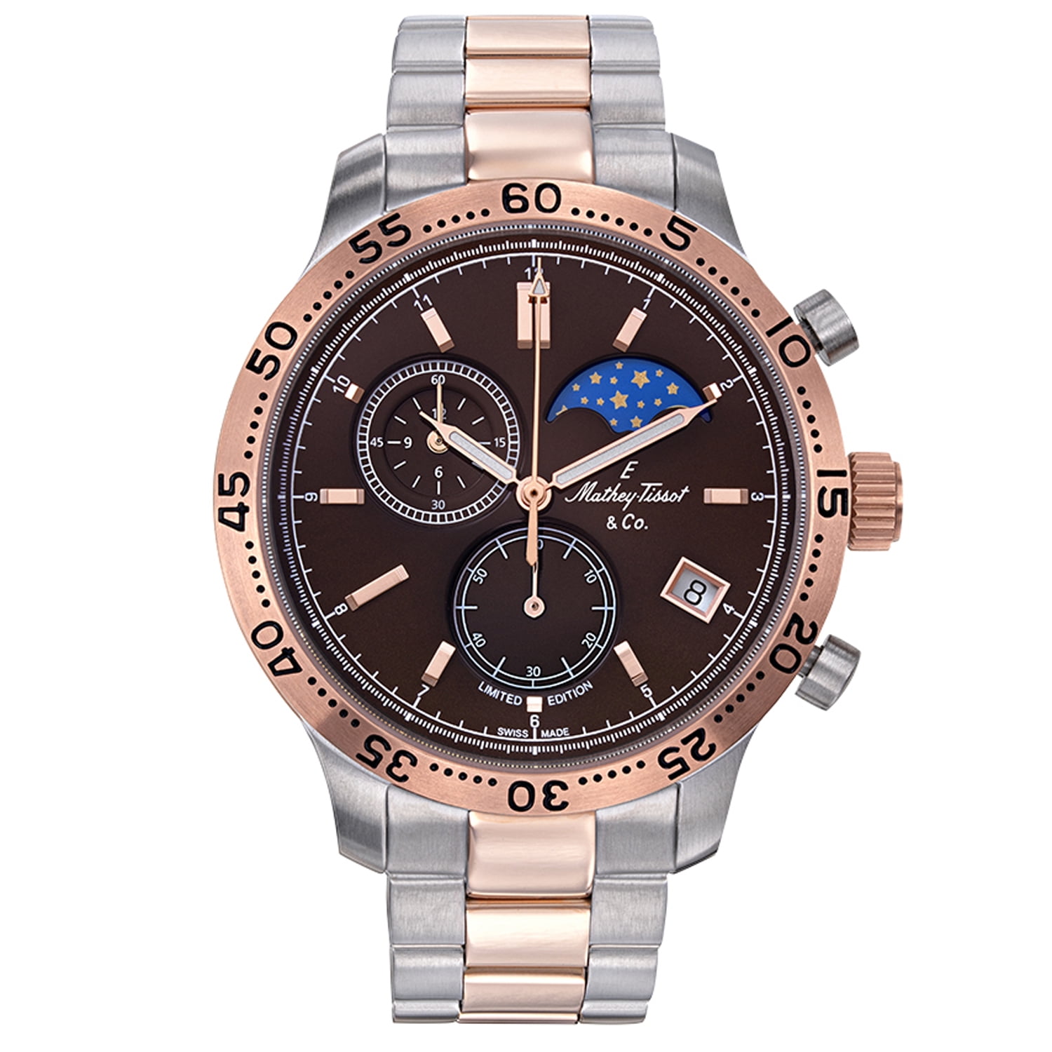 Mathey Tissot Men's Type 23 Moon Phase Brown Dial Watch - H1823MPB ...