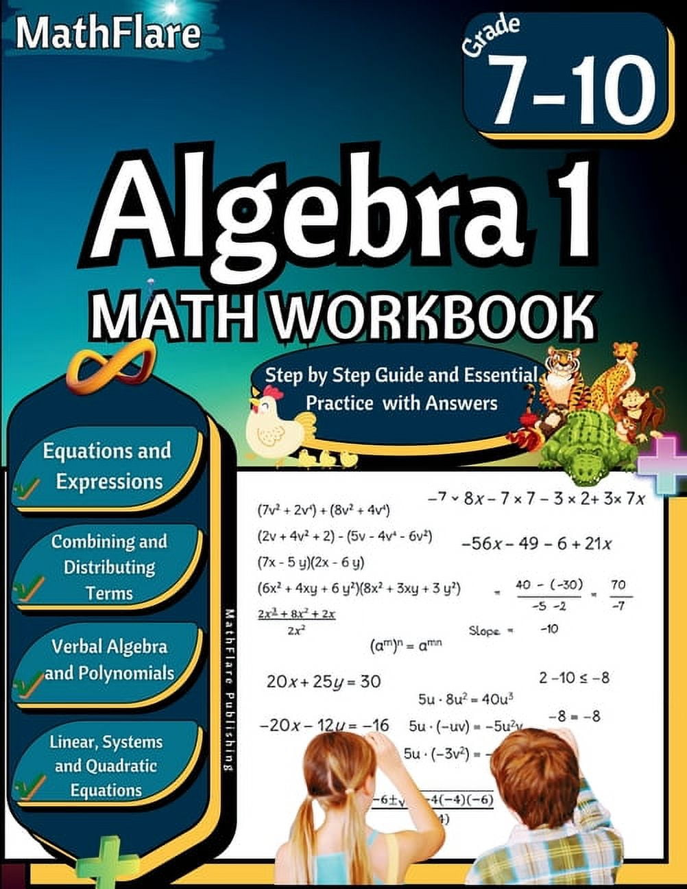 Mathflare Workbooks Algebra 1 Workbook 7th to 10th Grade: Grade 7-10 ...