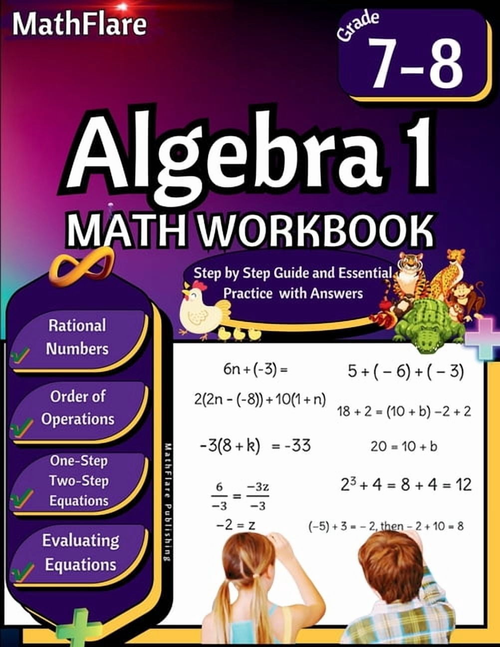 Mathflare Workbooks Algebra 1 Workbook 7th and 8th Grade: Grade 7-8 ...
