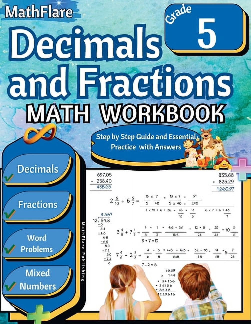Mathflare Workbooks Decimals and Fractions Math Workbook 5th Grade ...
