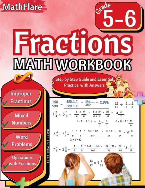 Mathflare Workbooks Fractions Math Workbook 5th and 6th Grade ...