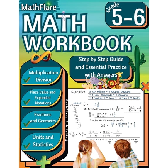 Mathflare Math Workbook Grade 5-6: Multiplication, Fractions, Decimals ...