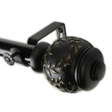 "Urbanest Extendable Swing Arm Curtain Rods, 3/4"", 24""-38"", Black ...