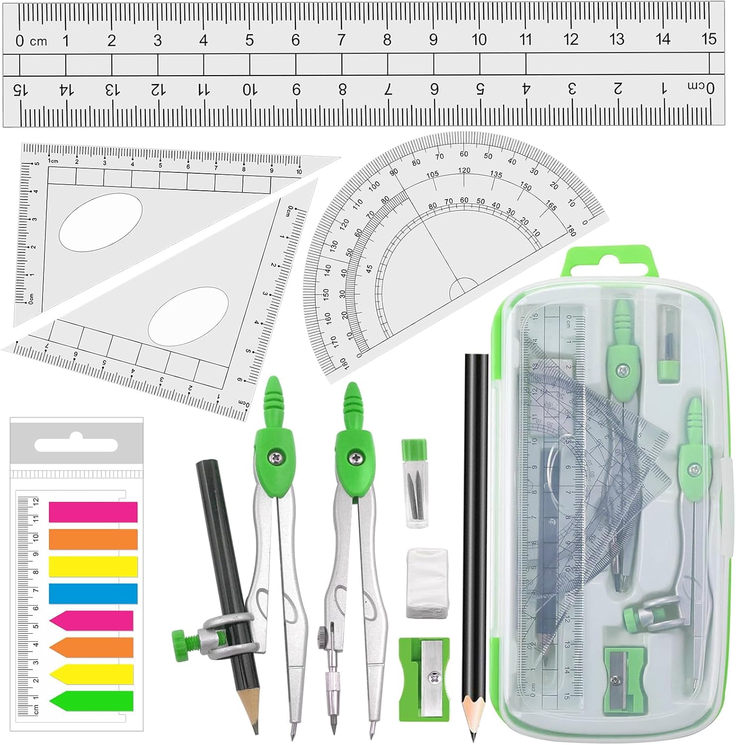 Maths Geometry Compasses Student Protractor and Drafting Compass Set ...