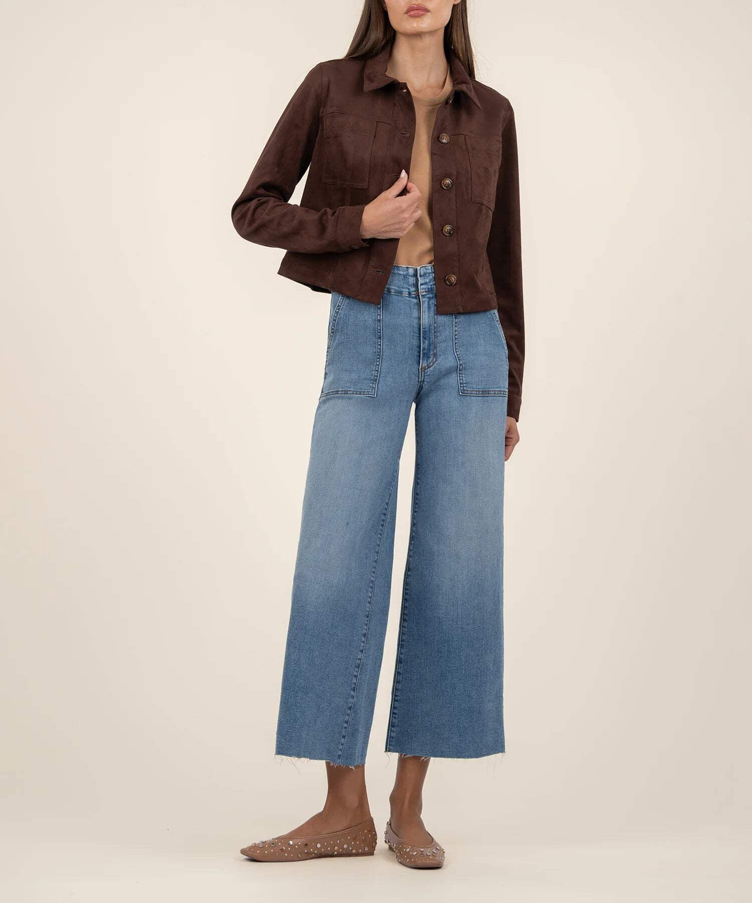 Matilda Crop Faux Suede Jacket by KUT - Walmart.com