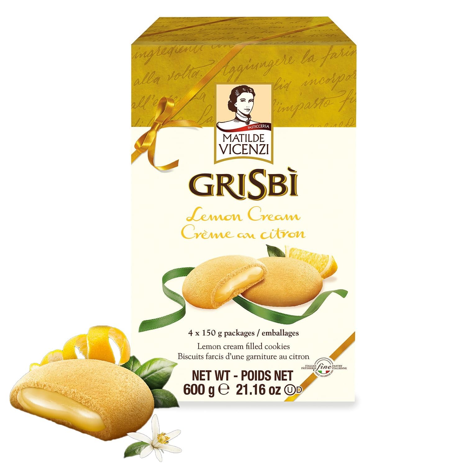 Matilde Vicenzi Grisbi SCH4 Lemon Cream Filled Cookies, Cream Stuffed ...