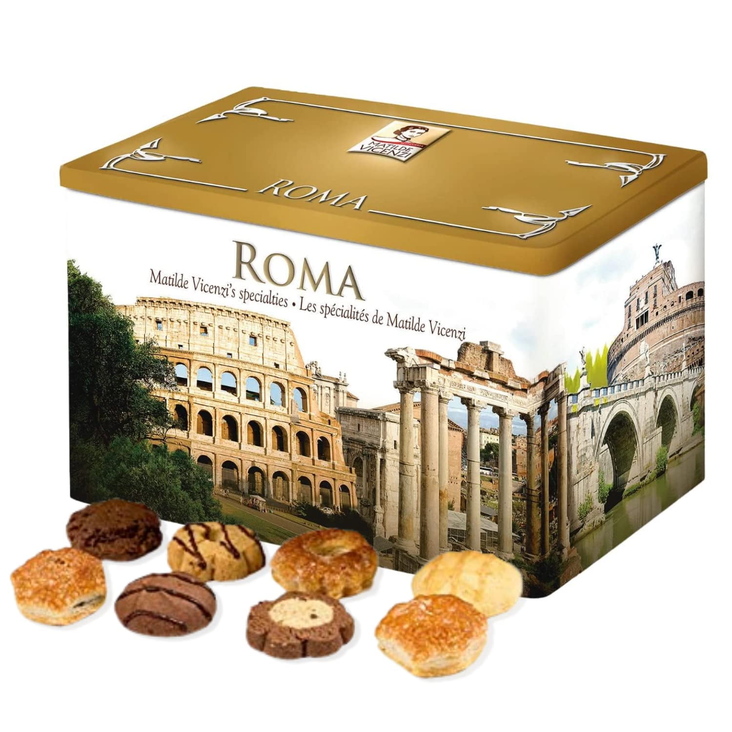 Matilde Vicenzi Roma Cookie Tin - Italian Pastries & Bakery Cookies in Individually Wrapped ...