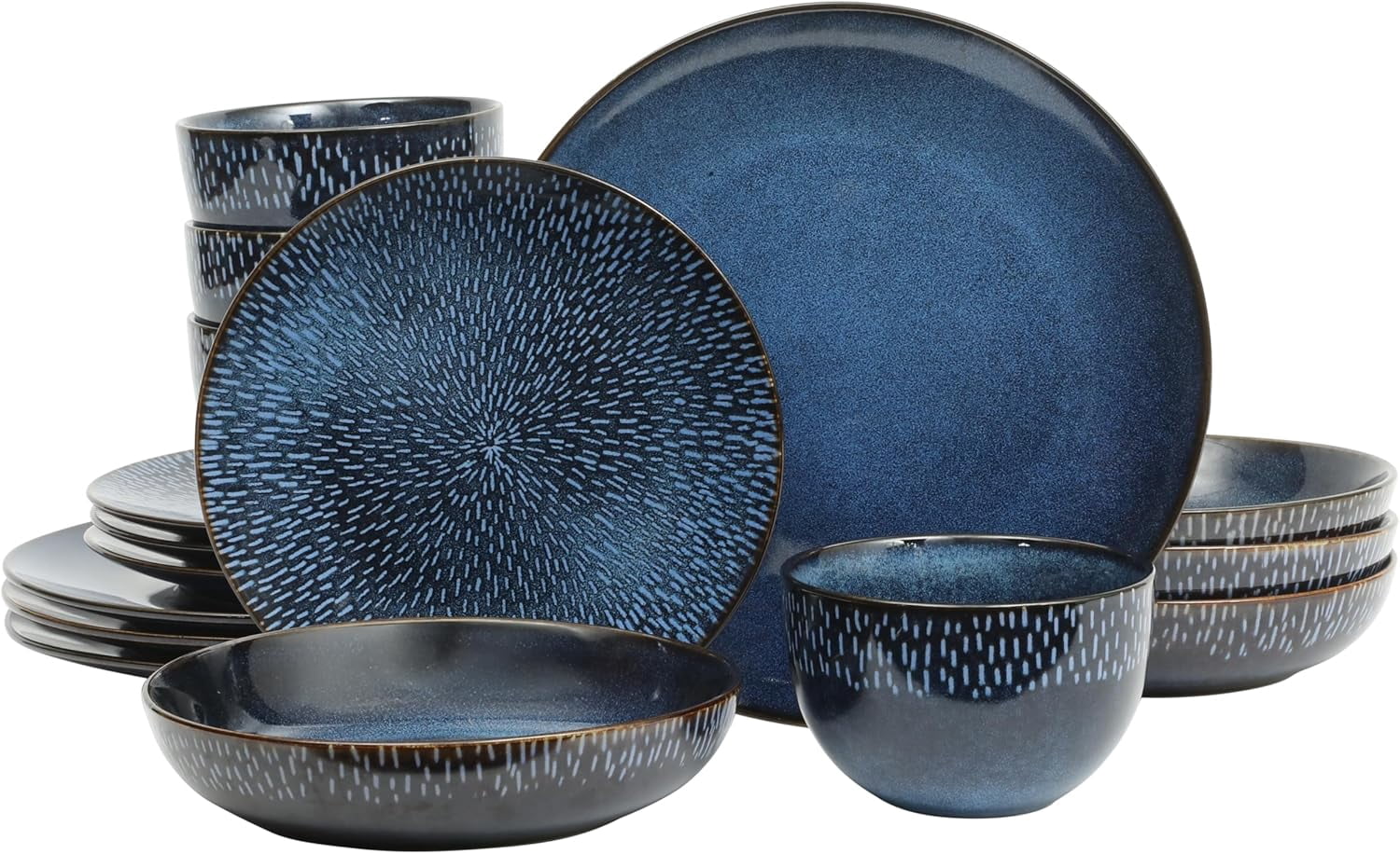 Matisse 16-Piece Dinnerware Set – Double Bowl Reactive Glaze Cereamic ...