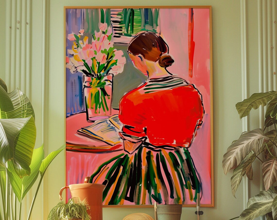 Matisse Art Poster, Eclectic Wall Art, Red Wall Art, Trendy Woman ...