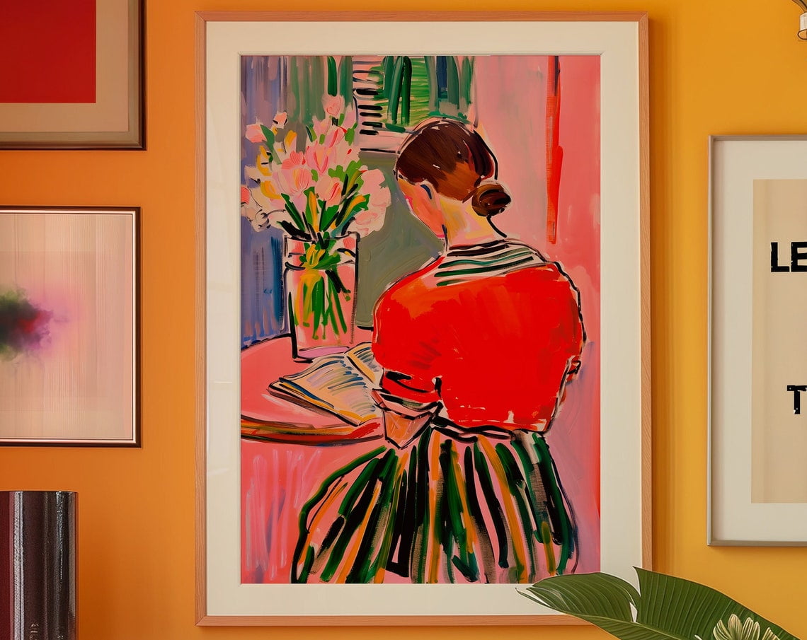 Matisse Art Poster, Eclectic Wall Art, Red Wall Art, Trendy Woman ...