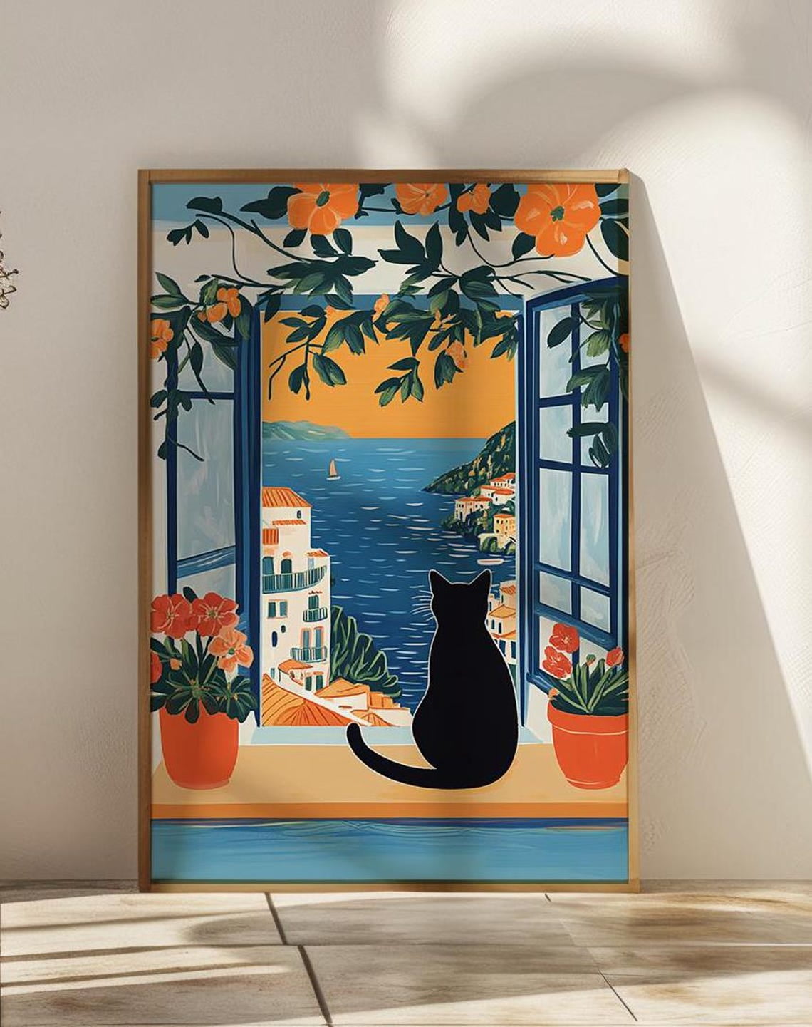 Matisse Cat Open Window Art Print, Henri Matisse Inspired Italy Print, Black Cat Matisse, Italy ...