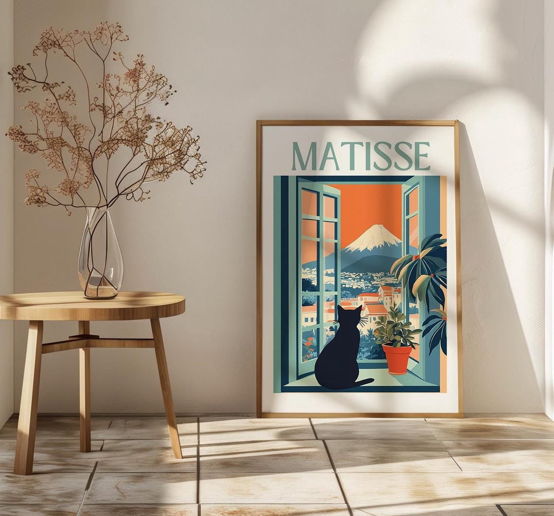 Matisse Cat Open Window Art Print, Henri Matisse Inspired Japan Print ...