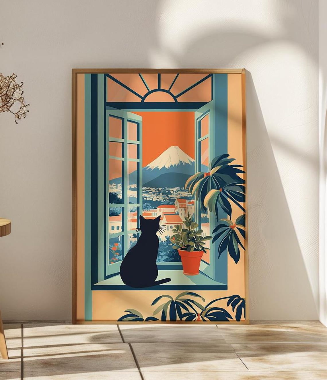 Matisse Cat Open Window Art Print, Henri Matisse Inspired Japan Print, Black Cat Matisse, Mt ...