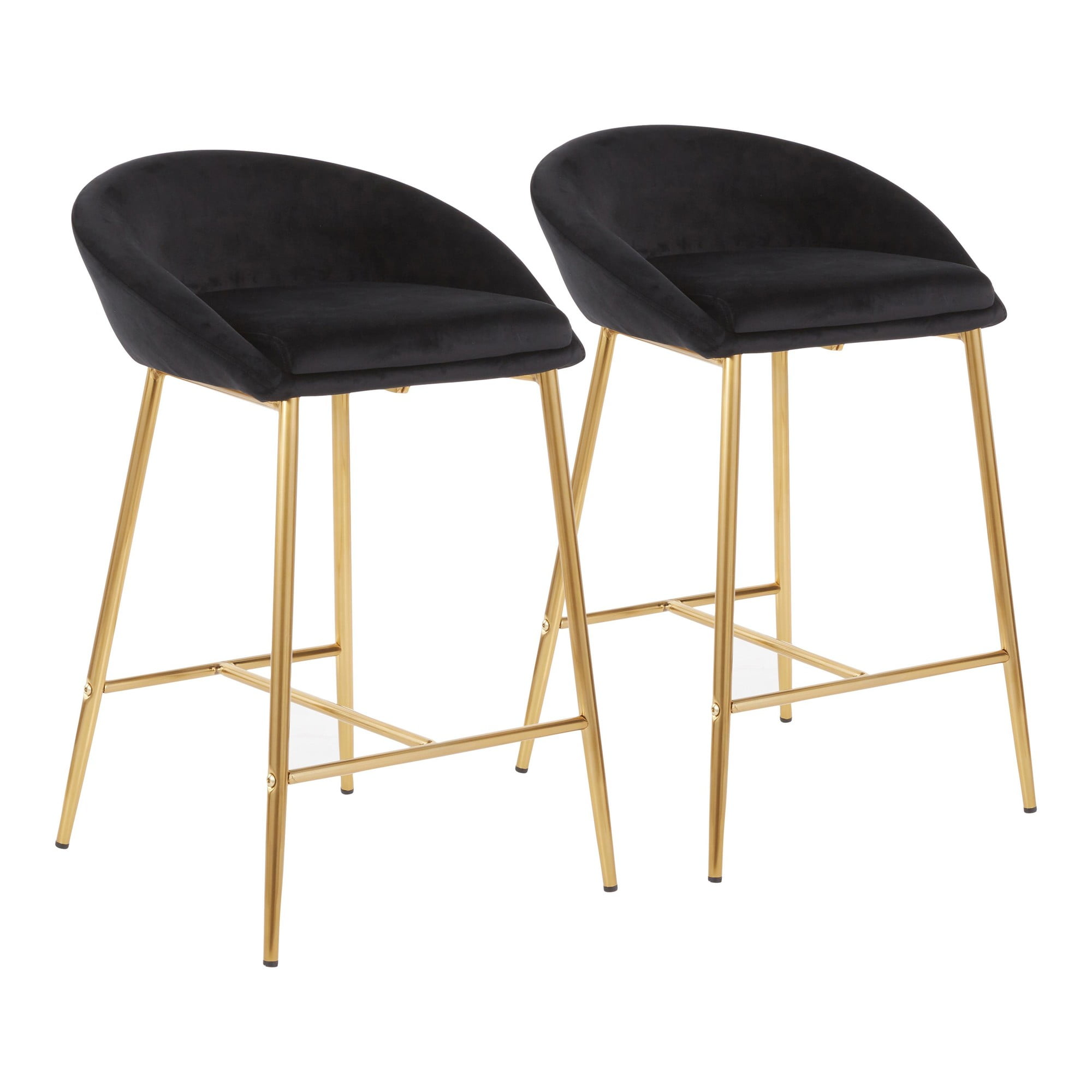 Matisse Glam 26" Velvet Counter Stool with Gold Frame - Set of 2 ...