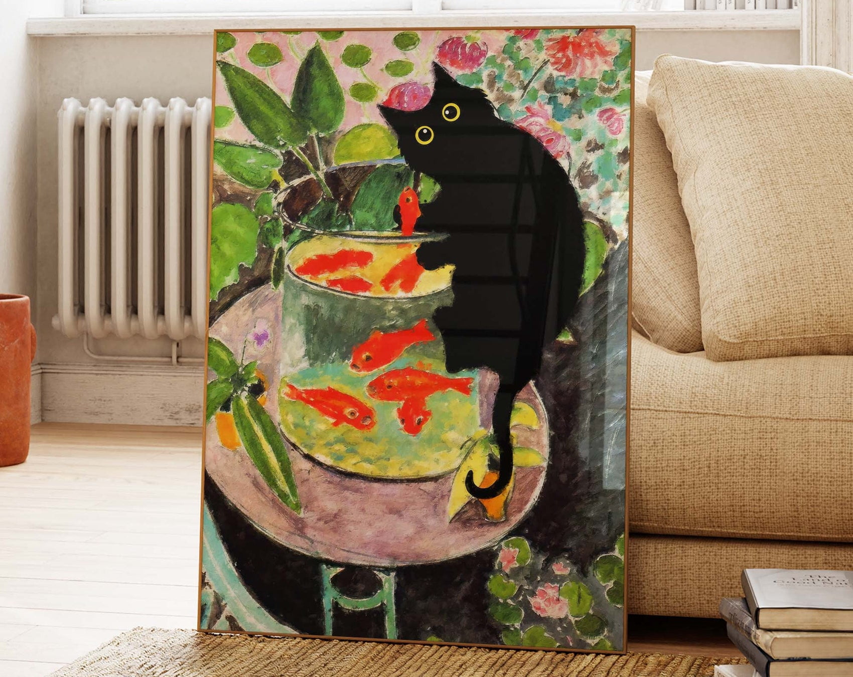 Matisse Goldfish With Cat Poster, Black Cat Print, Black Cat Art ...