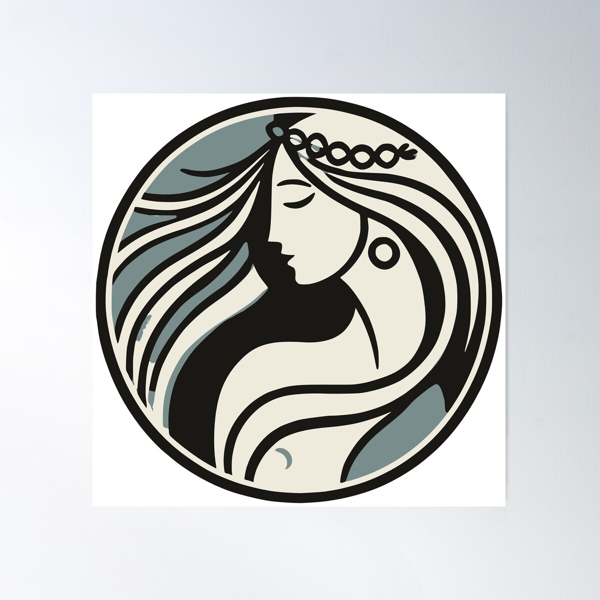 Matisse-Inspired Minimalist Woman Silhouette With Circlet Poster Wall ...
