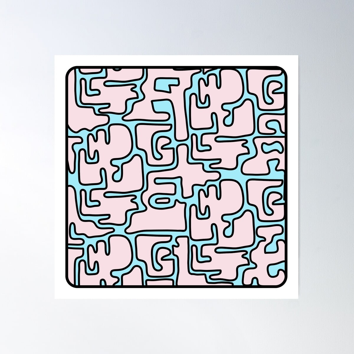 Matisse Inspired Pink And Blue Color Blobs Poster Wall Art, Modern Wall ...