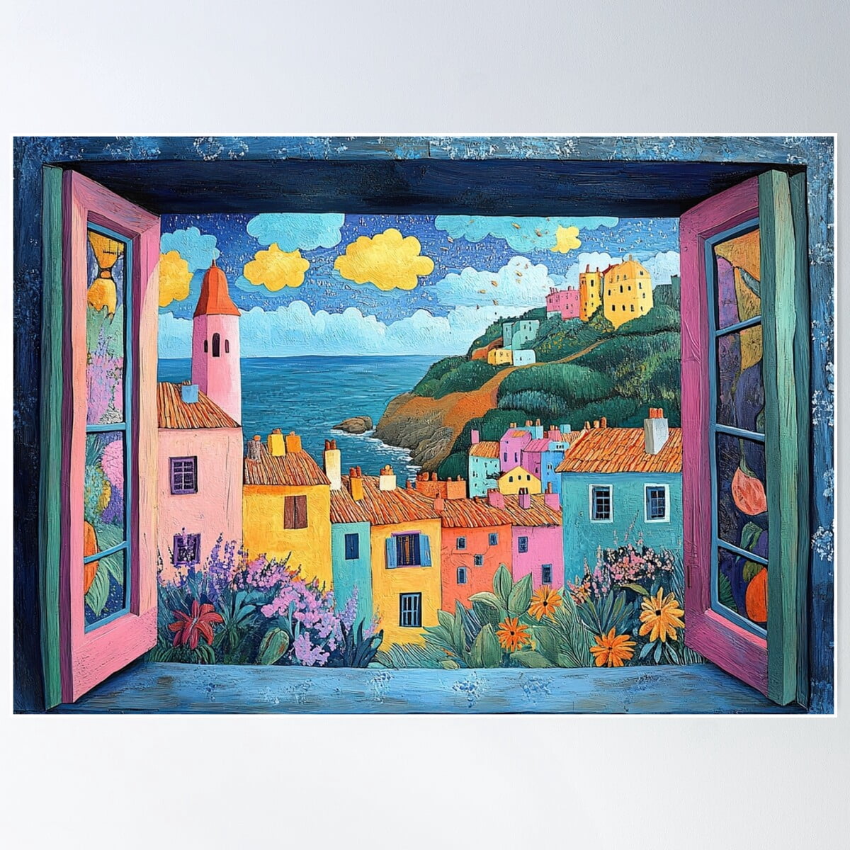 Matisse Inspired Sea Window Houses Poster Wall Art, Modern Wall Decor ...