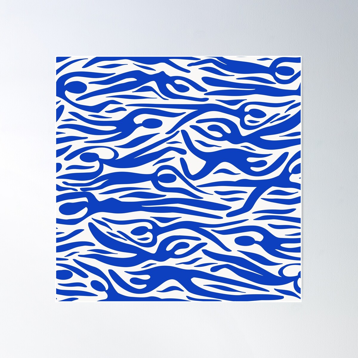 Matisse Minimal Blue Pattern Poster Wall Art, Modern Wall Decor For ...