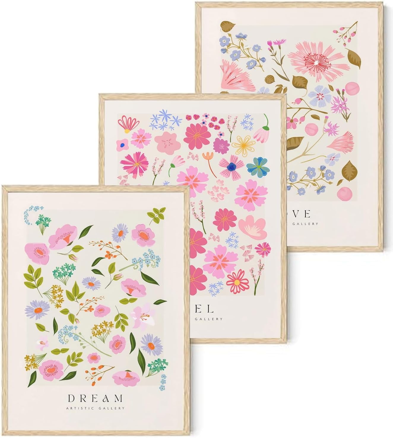 Matisse Picasso Pink Canvas Wall Art no framed Set of 3 Abstract Flower ...