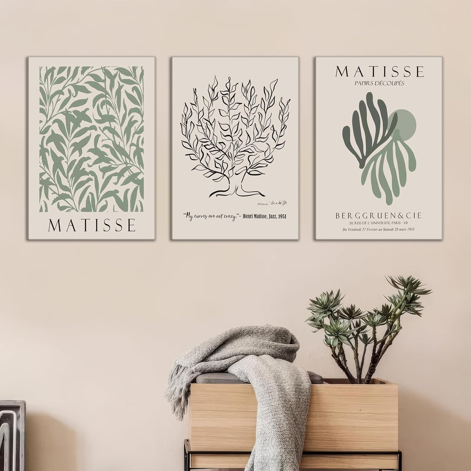Matisse Wall Art Posters Set of Sage Green Wall Decor,Abstract Matisse ...