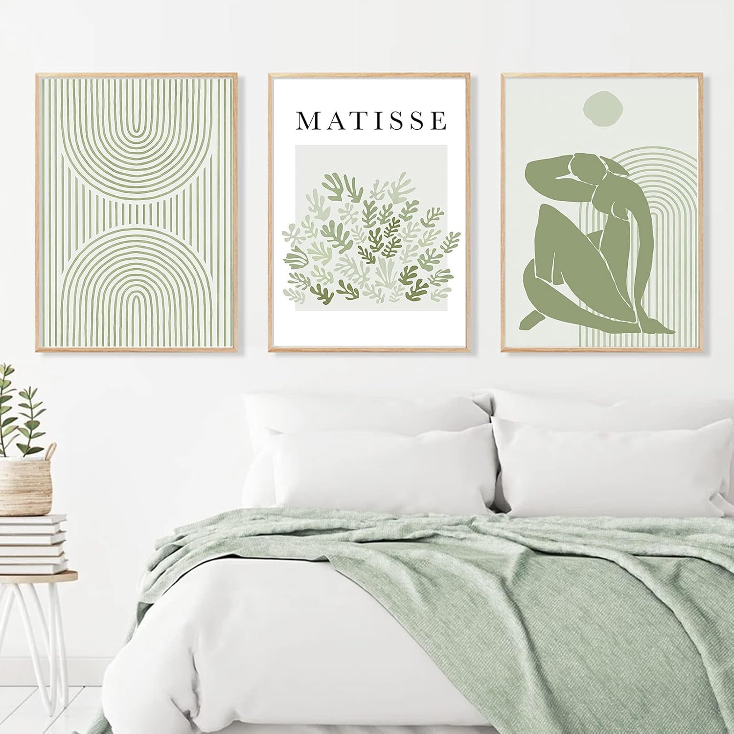 Matisse Wall Art Prints Minimalist Boho Wall Art Set of 3 Abstract Geometric Line Art Women Body ...