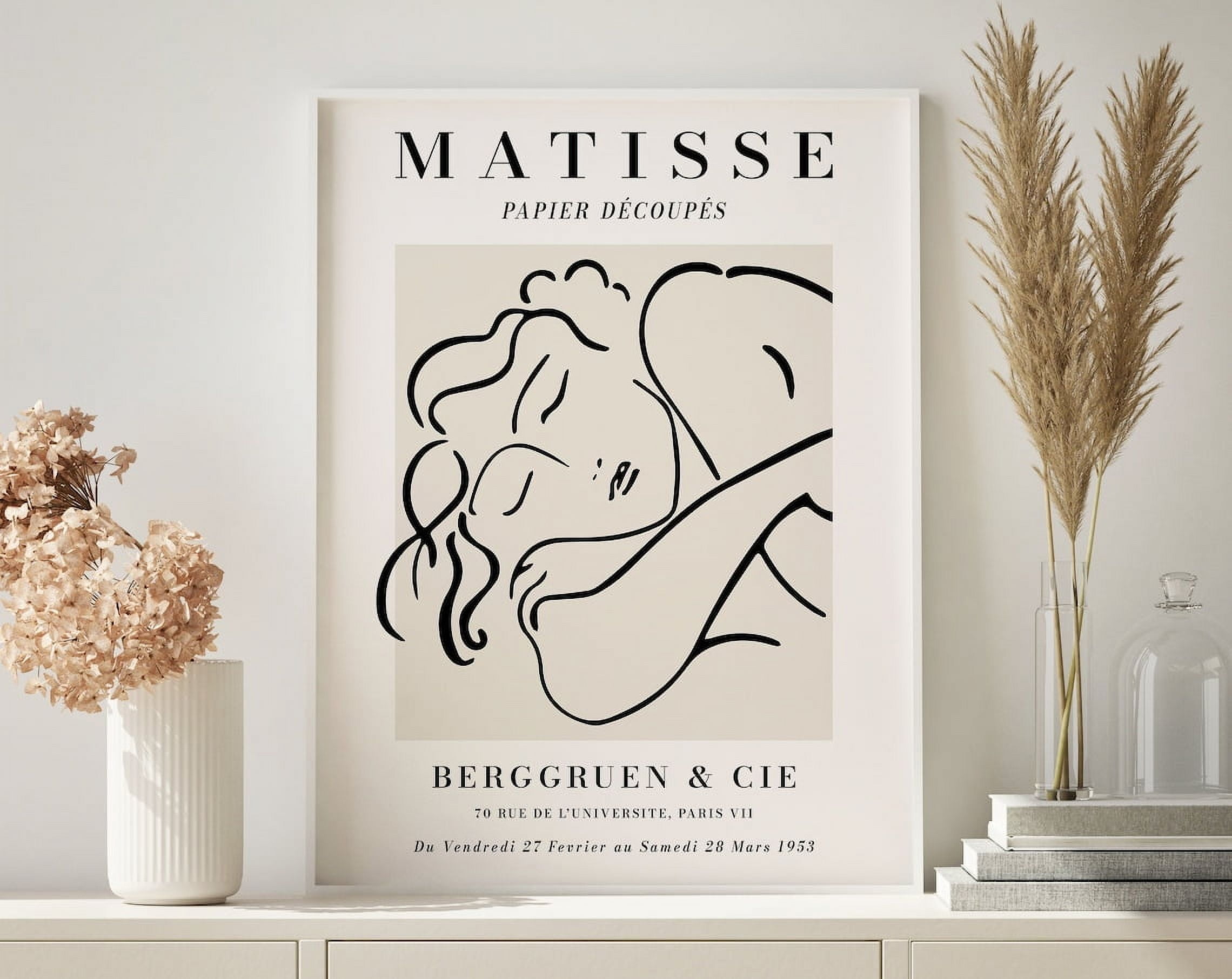 Matisse Woman Sleeping Sketch Exhibition Poster Art, Beige Neutral ...