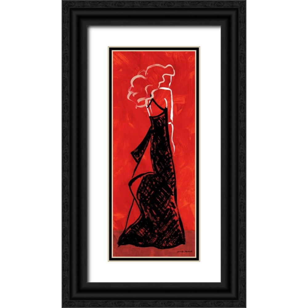 Matla, Jennifer 15x32 Black Ornate Wood Framed with Double Matting ...