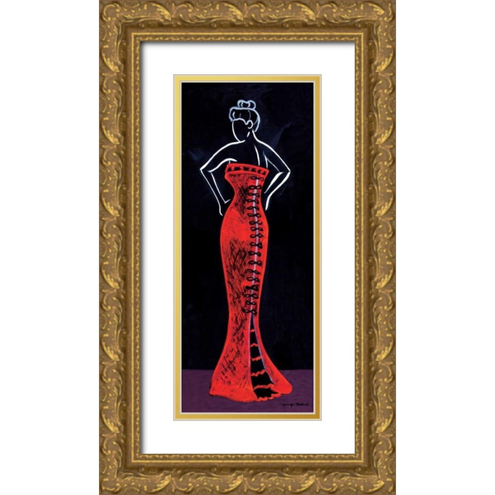 Matla, Jennifer 15x32 Gold Ornate Wood Framed with Double Matting ...