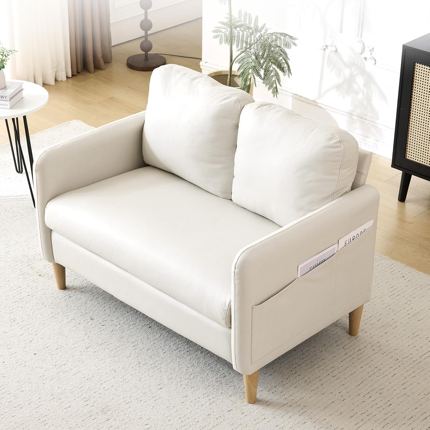 Matladin 47" Small Couch with Arm, 2 Seater Loveseat Sofa, Mid Century ...