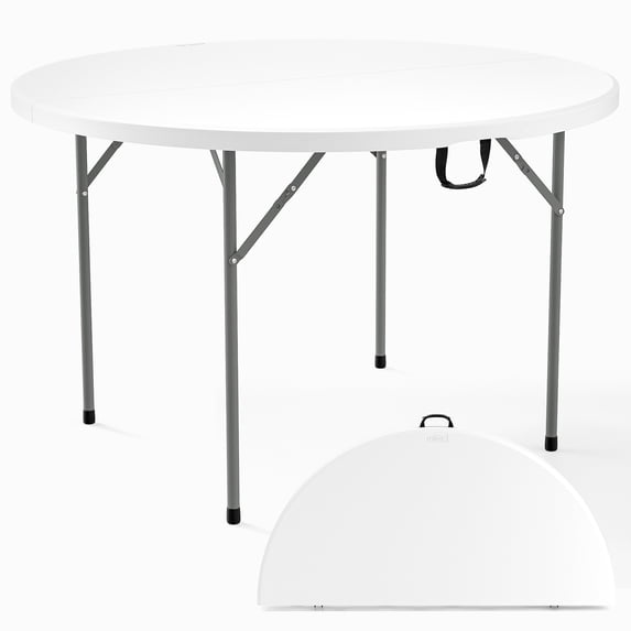 Matladin 48" Round Heavy-Duty Plastic Folding Table, 4 Ft Portable ...