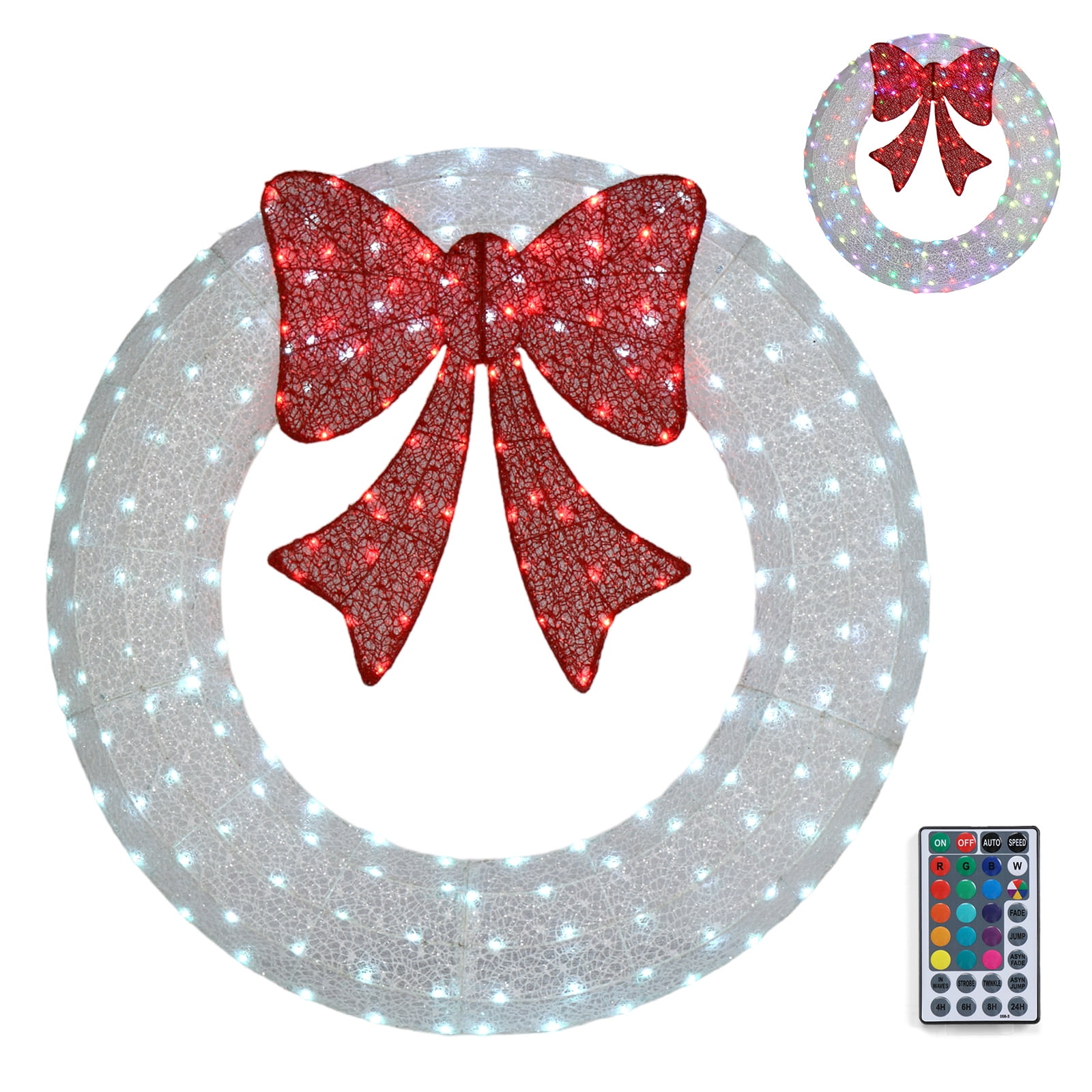 Matladin 48in Pre-lit Large Christmas Wreath with 315 LED Lights ...