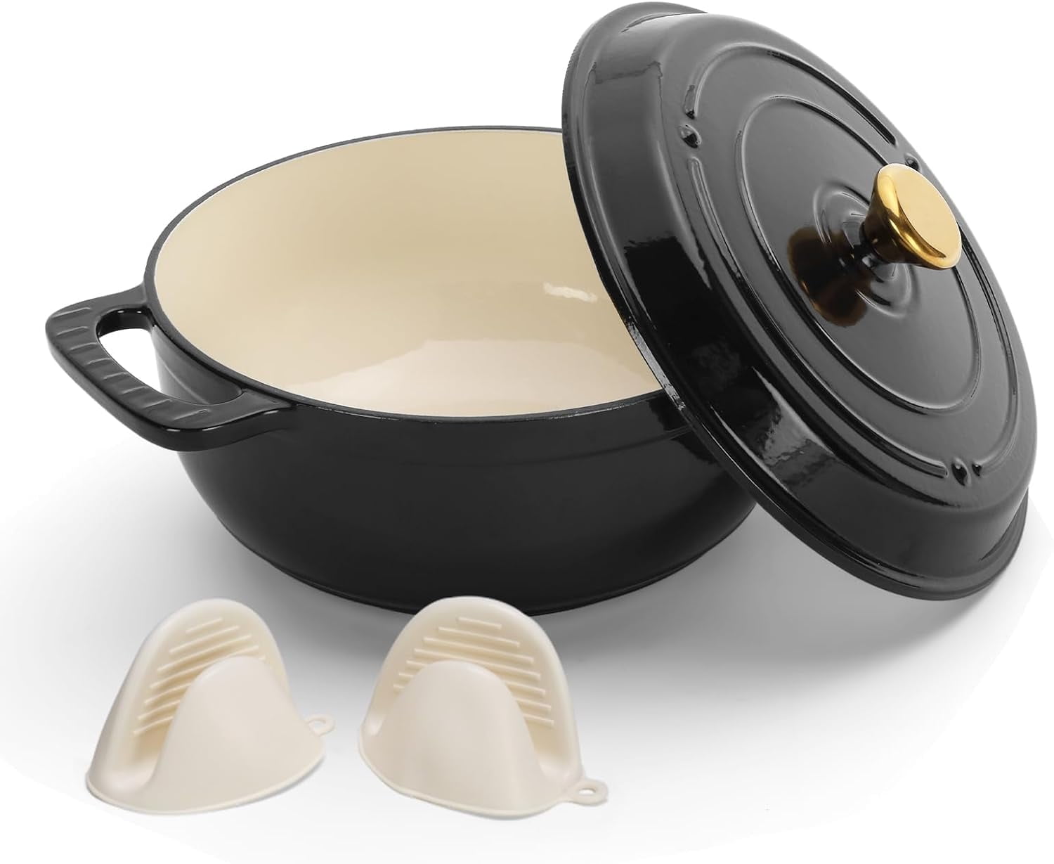 Matladin 5 Quart Enameled Cast Iron Dutch Oven with Lid, Dual Handles ...