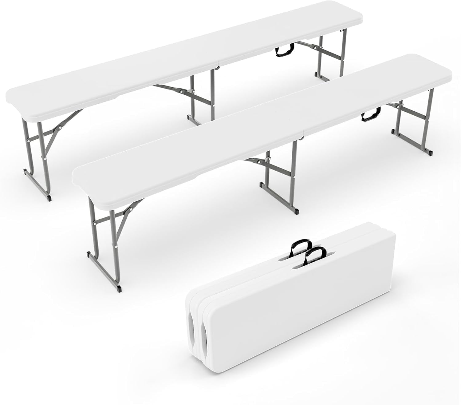 Matladin 6 ft Plastic Folding Bench, 2-pack, Portable for Outdoor ...