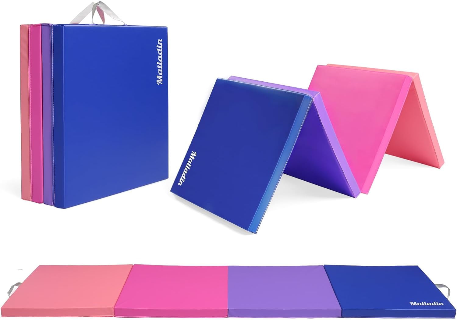 Matladin 8 FT Folding Gymnastics Mat, PU Leather, EPE Foam, 8’x2’x2 ...
