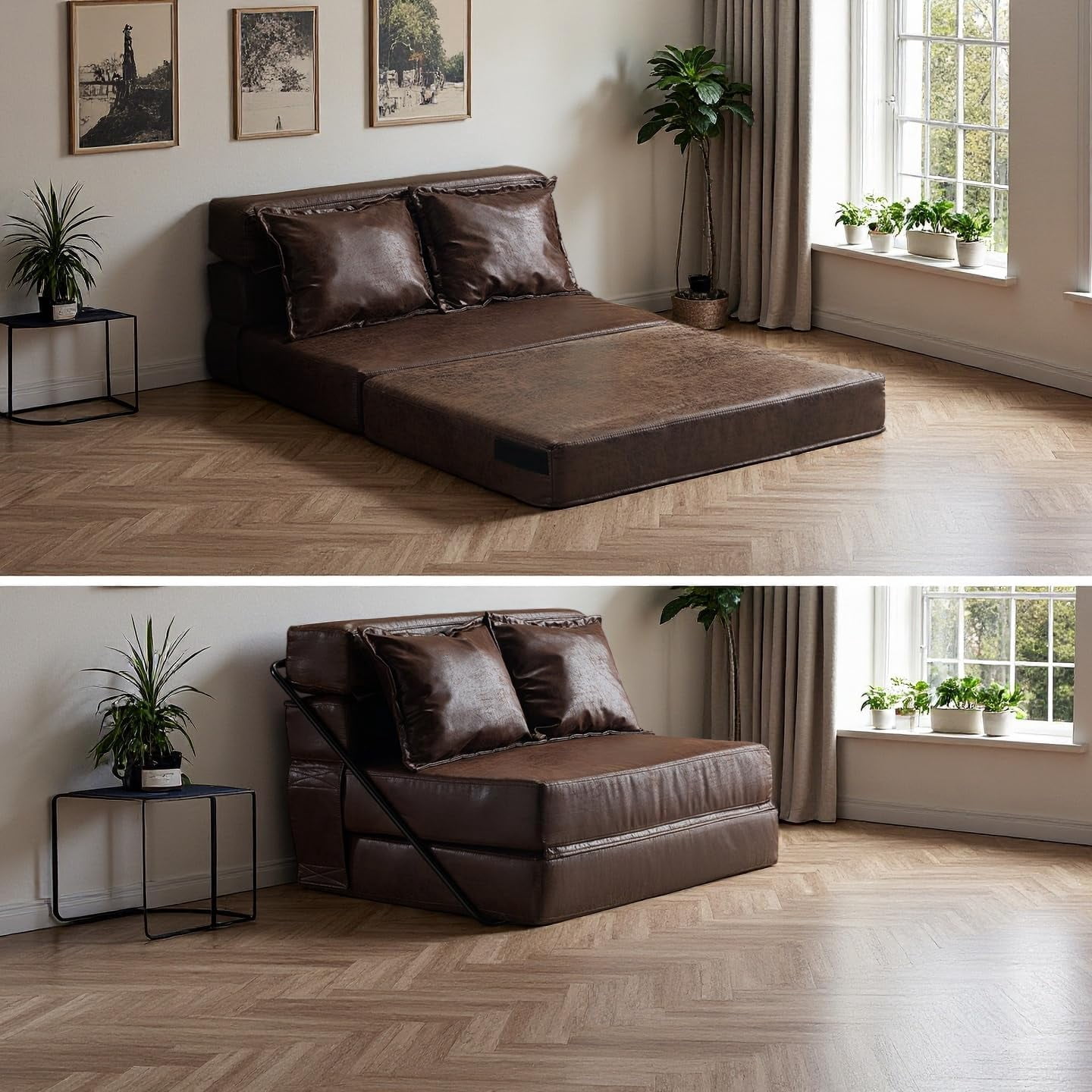 Matladin Futon Sofa Bed with 2 Throw Pillows, Carry Bag, 5-in-1 ...