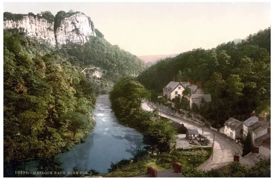 .Matlock bath.small houses next to river.POSTER.Decoration.Graphic Art ...