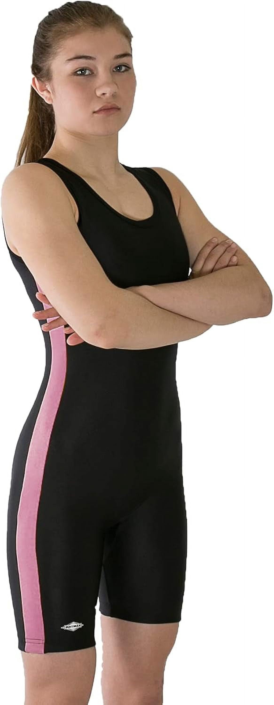 Matman Wrestling Singlet Womens Girls Side Panel Pink Black Singlet ...