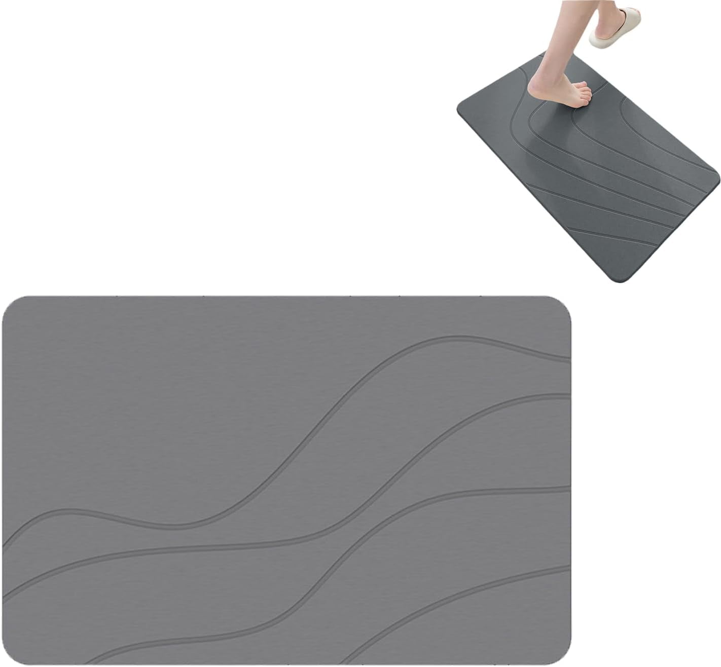 Matmend Bath Mat, Stone Bath Mat Diatomaceous Earth Quick Drying Non ...