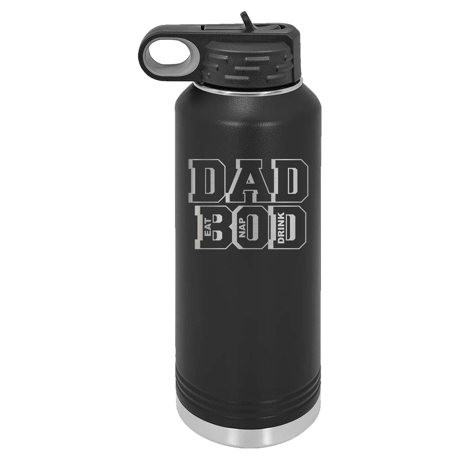 Mato & Hash 32oz Dad Bod Laser Engraved Water Bottle Black LASLWB202 ...